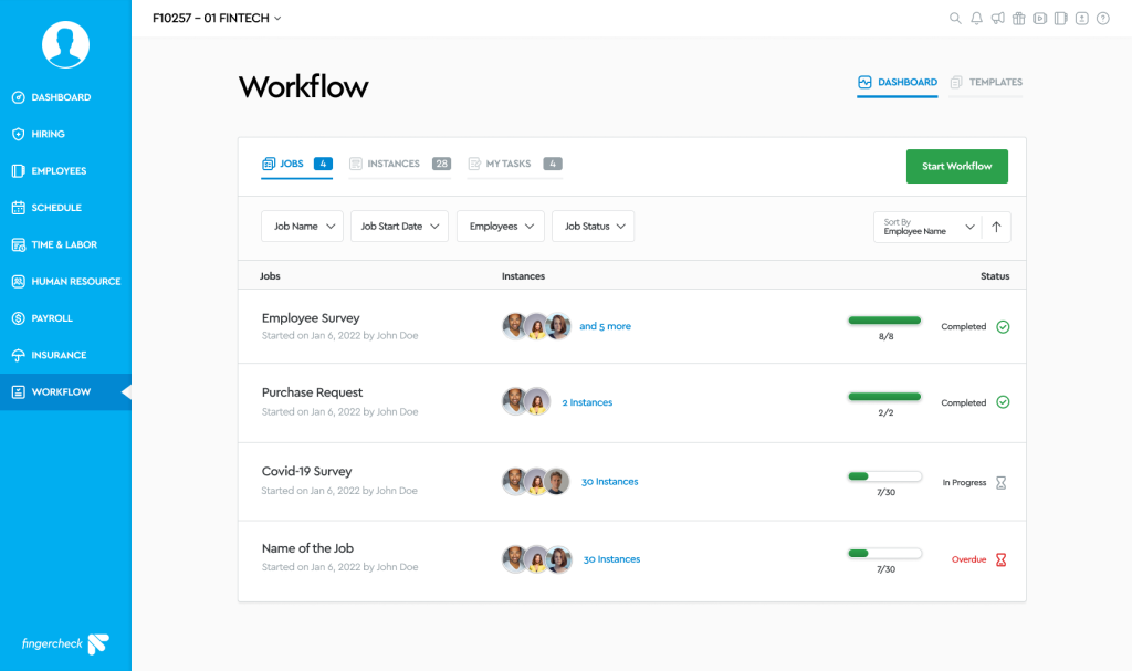 Workflows | Fingercheck